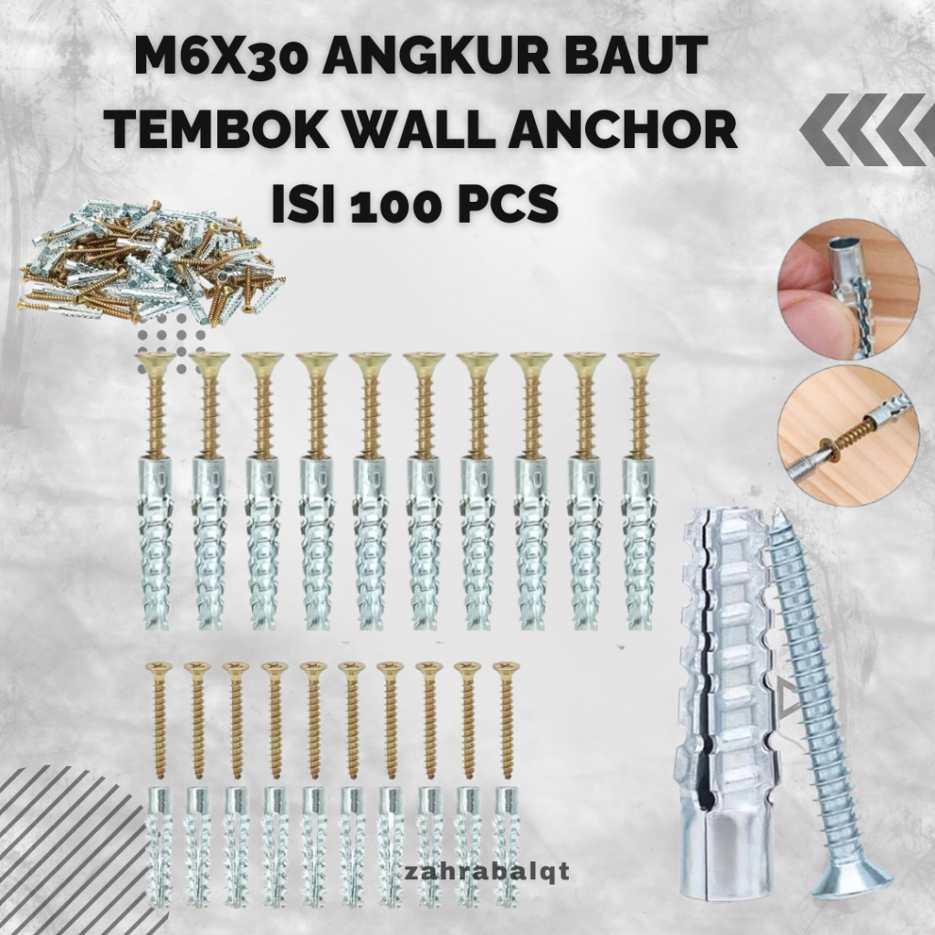 Jual Angkur Baut Tembok Sekrup 100set Sekrup Dinding Tembok Angkur ...