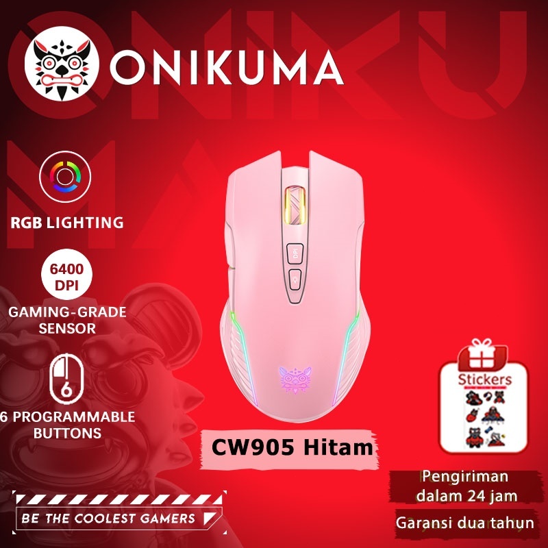 Jual Onikuma CW905 Pink Wired Gaming Mouse USB Game Mice 7 Tombol ...