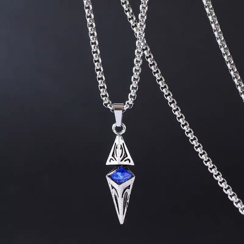 Jual Kalung Liontin Blue Zircon Necklace Kalung Titanium Silver Liontin ...