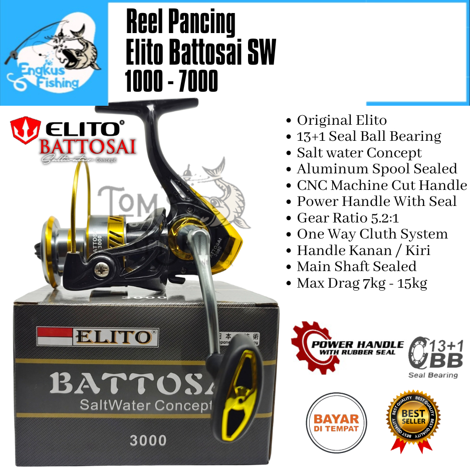 Jual Reel Pancing ELITO BATTOSAI SW 1000 - 7000 (13+1 Seal Bearing ...