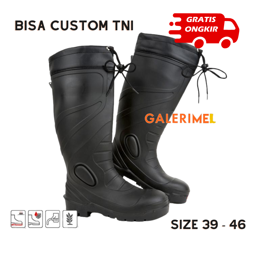 Jual BISA CUSTOM LABEL | Sepatu Boot Tinggi Hunter Safety Lux Hitam ...