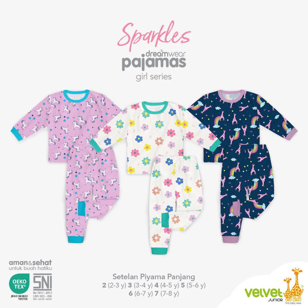 Jual Velvet Junior Dreamwear Setelan Piyama Panjang Anak Motif Girl ...