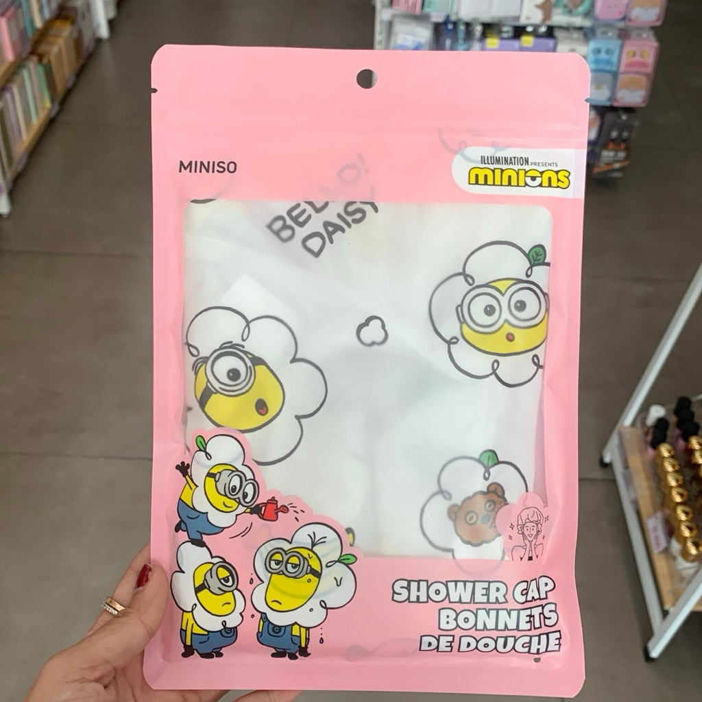 Jual Miniso Daisy Minions Collection Double-Layer Shower Cap Topi Mandi ...
