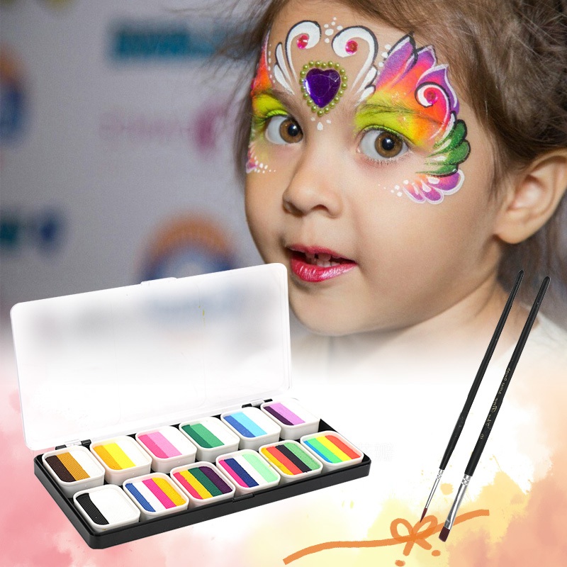 Jual Cat Wajah Rainbow One Stroke 12 Kompartemen - Face Paint Body ...