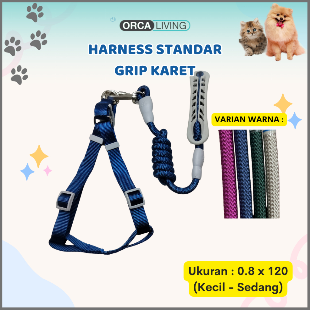 Jual Harness Anjing Kucing Anabul Warna Standar Grip Karet – Tali ...