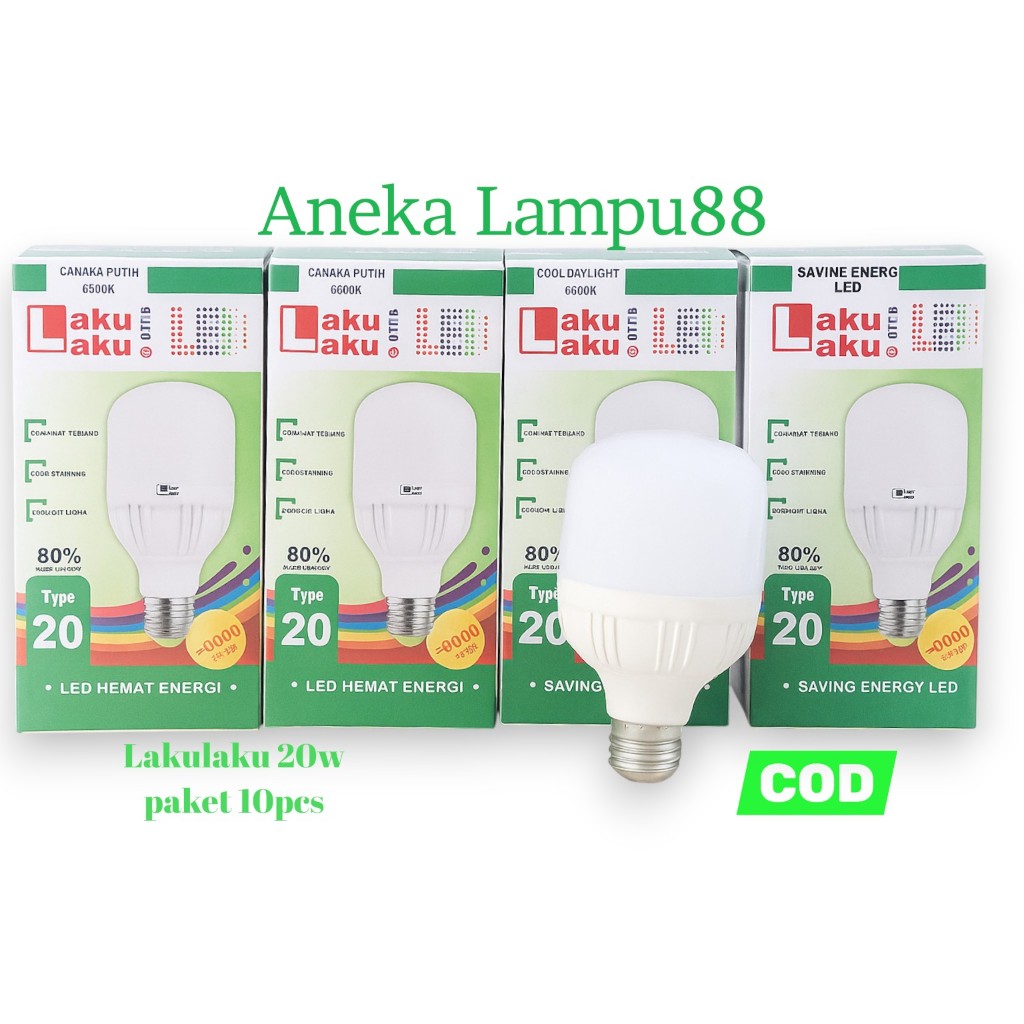 Jual Lampu lakulaku 20 watt paket 10pcs - bohlam lampu led lakulaku 20 ...
