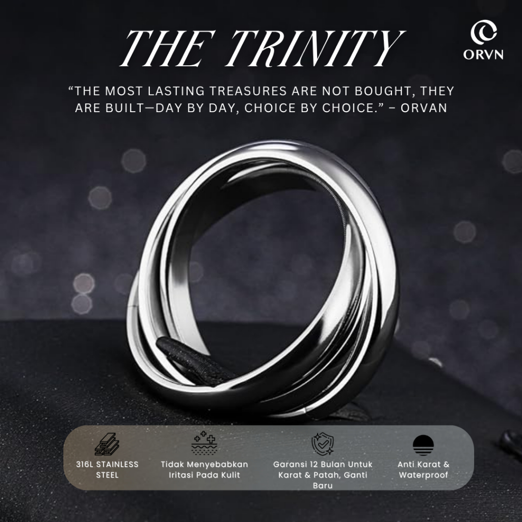 Jual ORVAN – TRINITY RING – [Beli 3 Gratis 1] Cincin Silver/Hitam ...