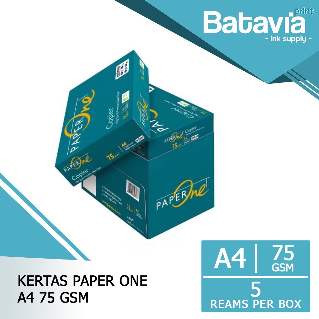 Jual Kertas HVS A4 75 GSM Paper One 1 Box / 5 Rim | Shopee Indonesia