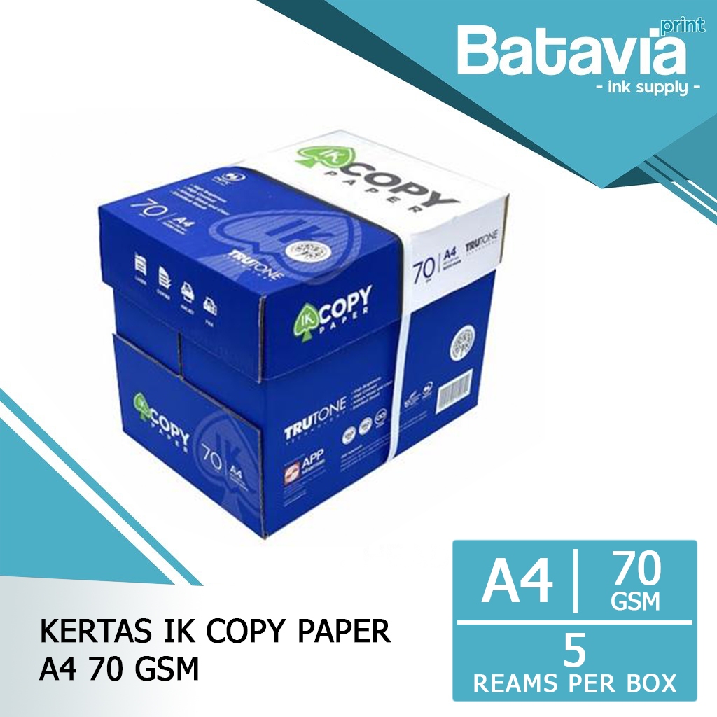 Jual Kertas HVS A4 70 GSM IK COPY PAPER 1 Box / 5 Rim | Shopee Indonesia