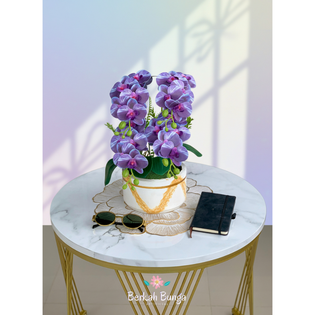 Jual BUNGA ANGGREK LATEX ARTIFICIAL PREMIUM POT HIASAN MEJA TAMU KANTOR ...