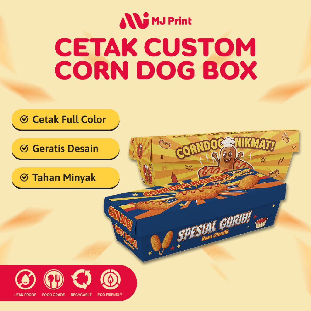 Jual Corndog Custom – Free Design | Cetak Logo | Corndog Box Uk. 18x7x5 ...