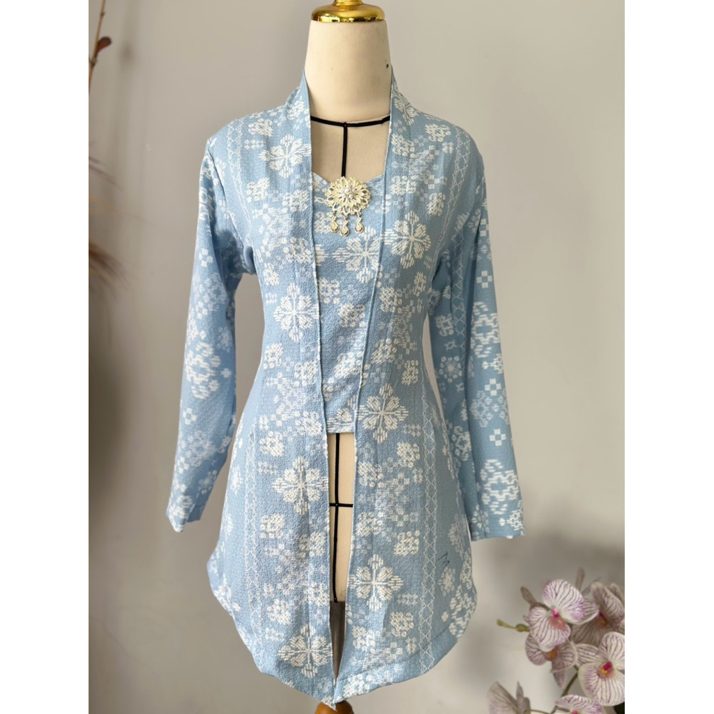 Jual Kebaya Irish kutubaru/kebaya bali panjang bahan borneo crinkle ...