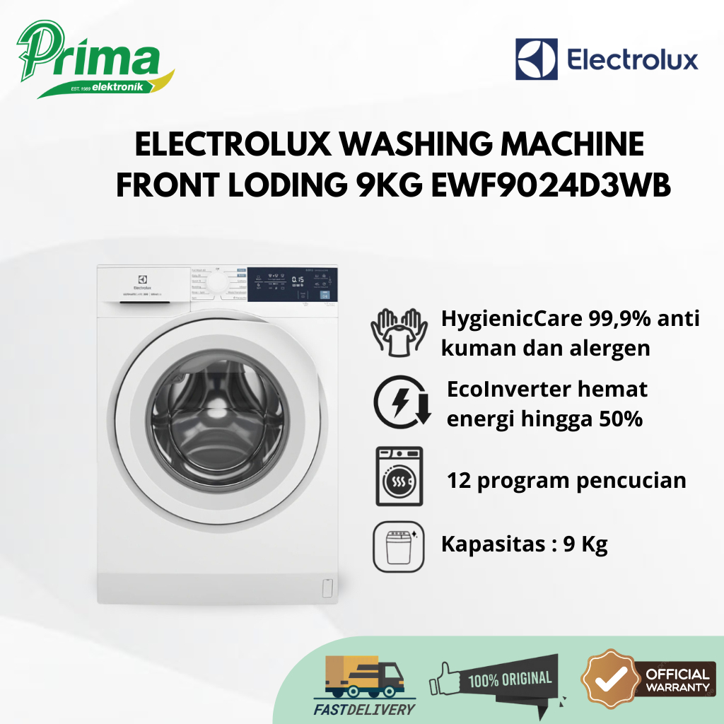 Jual ELECTROLUX WASHING MACHINE FRONT LODING 9KG EWF9024D3WB NEW ...