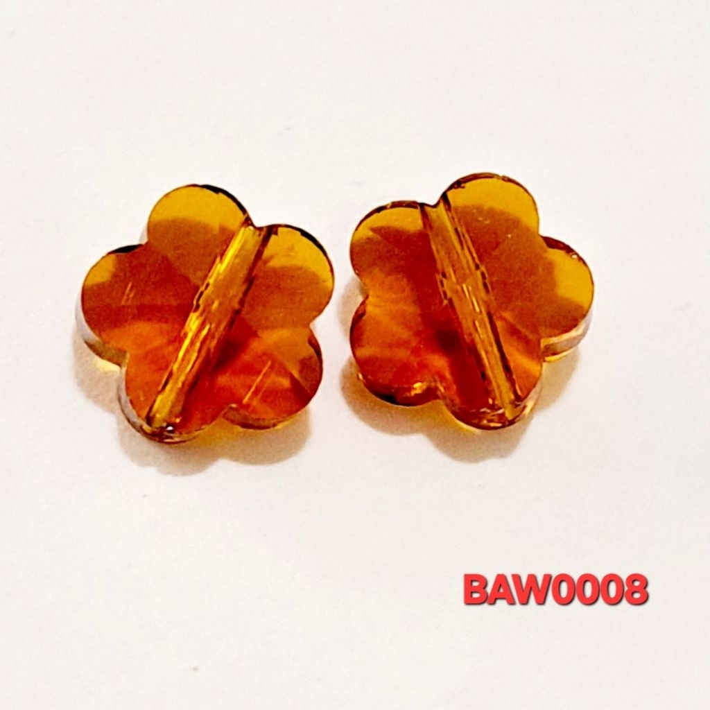 Jual Manik-manik kaca bentuk bunga plum facet ukuran 10 mm warna brown ...
