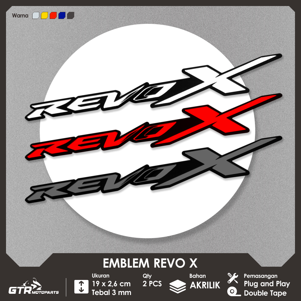 Jual GTR Emblem Revo X 2 PCS Logo Timbul 3D Aksesoris Motor Honda Revo ...