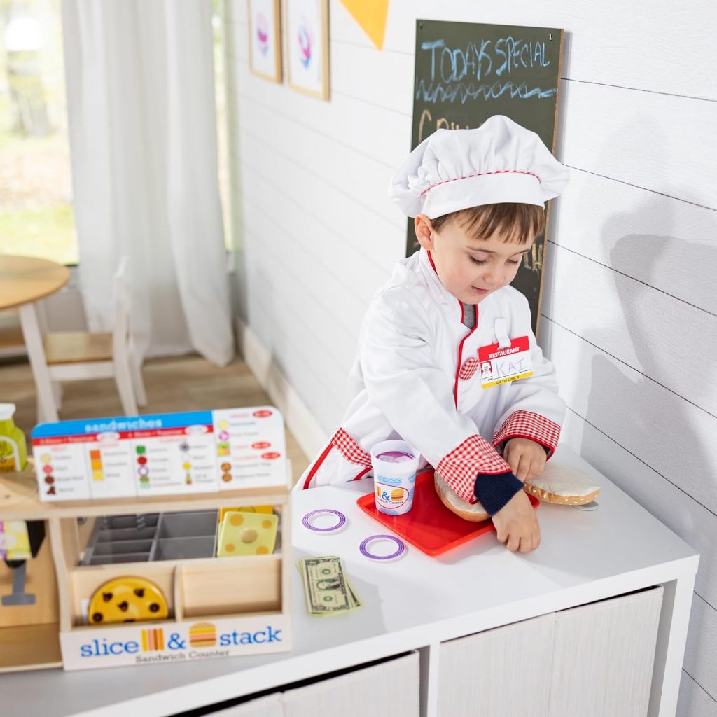 Jual Melissa & Doug Slice-Stack-Serve, Wooden Sandwich Counter Pretend ...
