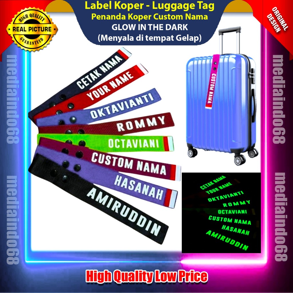 Jual Label Koper - Luggage Tag - Penanda Koper Custom Nama GLOW IN THE ...