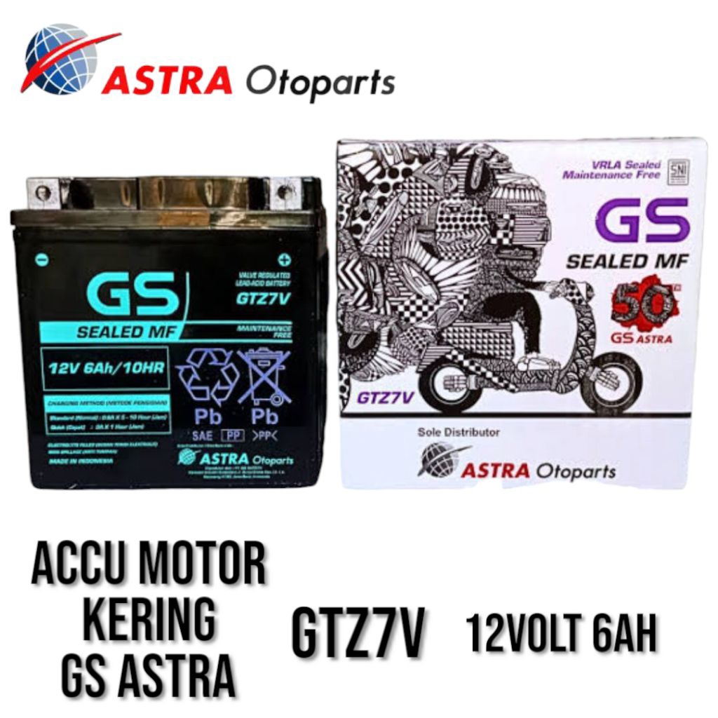 Jual ACCU AKI KERING GS ASTRA GTZ7V 12V 5AH NMAX LEXI AEROX | Shopee ...