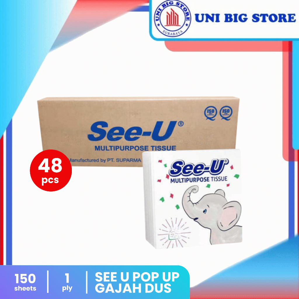 Jual SEE-U See U Tissue Pop Up Gajah Table 150 Sheets 1 PLY 48 Pcs DUS ...
