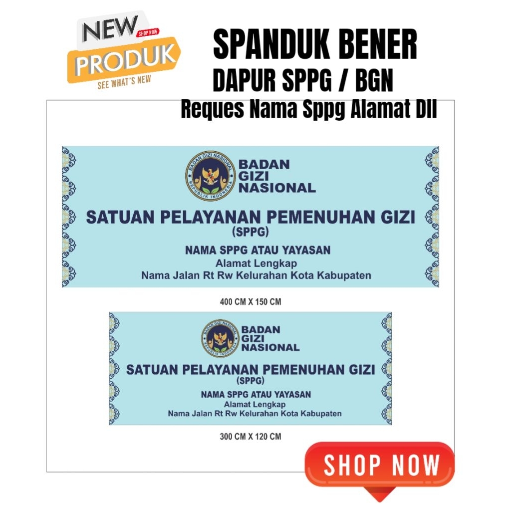 Jual Spanduk Bener Dapur SPPG Dapur MBG Makan Bergizi Gratis Custom ...