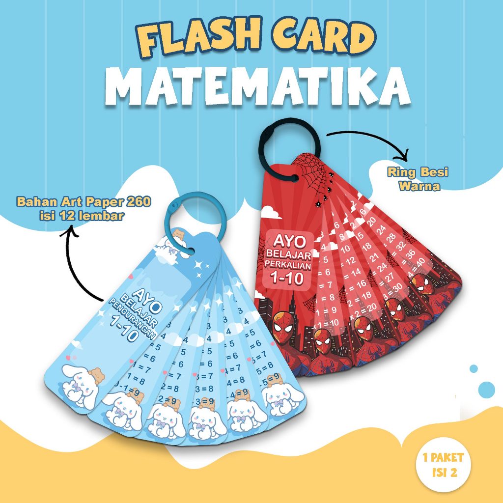 Jual Flash Card Matematika Anak – Belajar Perkalian & Pengurangan 1-10 ...