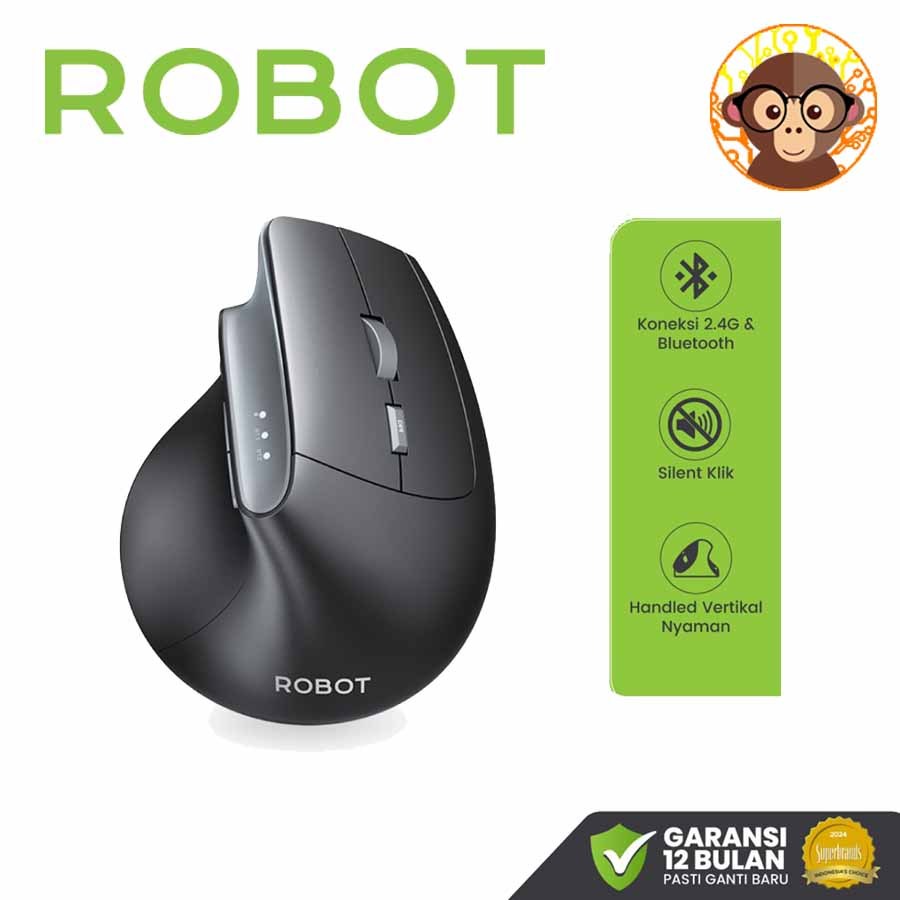 Jual Mouse Wireless & Bluetooth Robot Guru Master 2 Silent Click Type-C ...