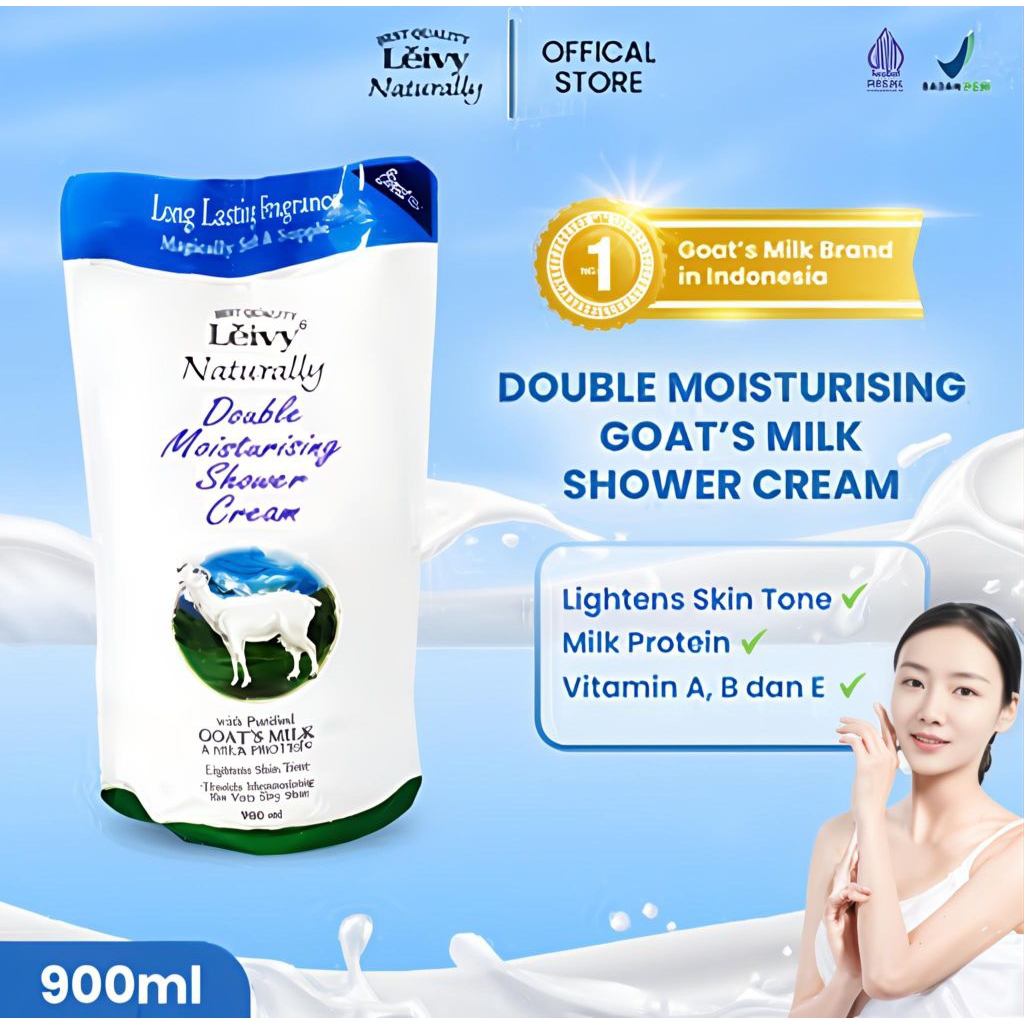 Jual Leivy Goat's Milk Shower Cream 900ml | untuk mencerahkan kulit dan ...