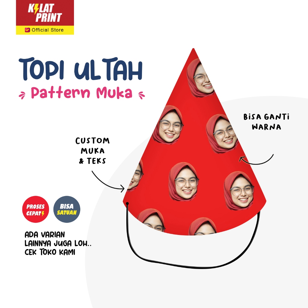 Jual Custom Topi Ultah Ulang Tahun Birthday Hat Pattern Muka Edition ...