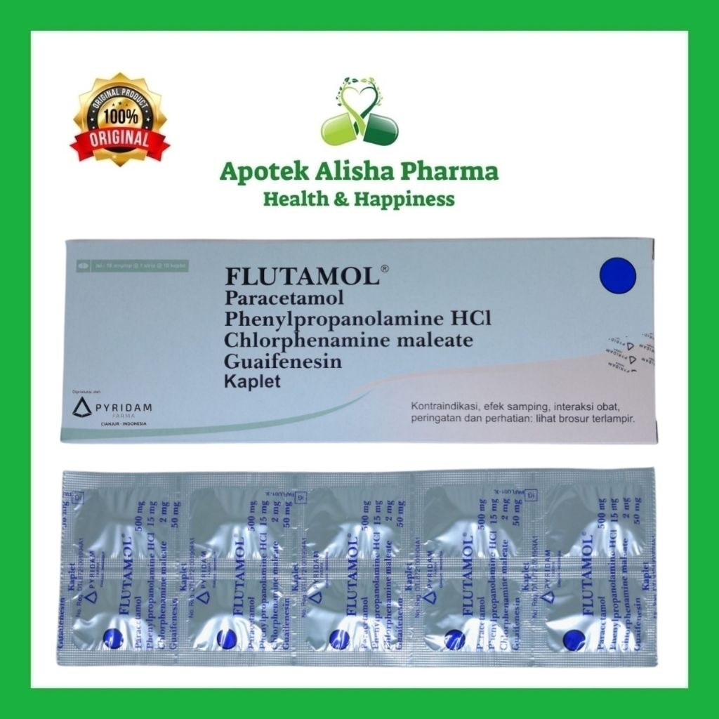 Jual Flutamol Kaplet Box isi 100 dan Strip isi 10 Kaplet Obat Flu Batuk ...