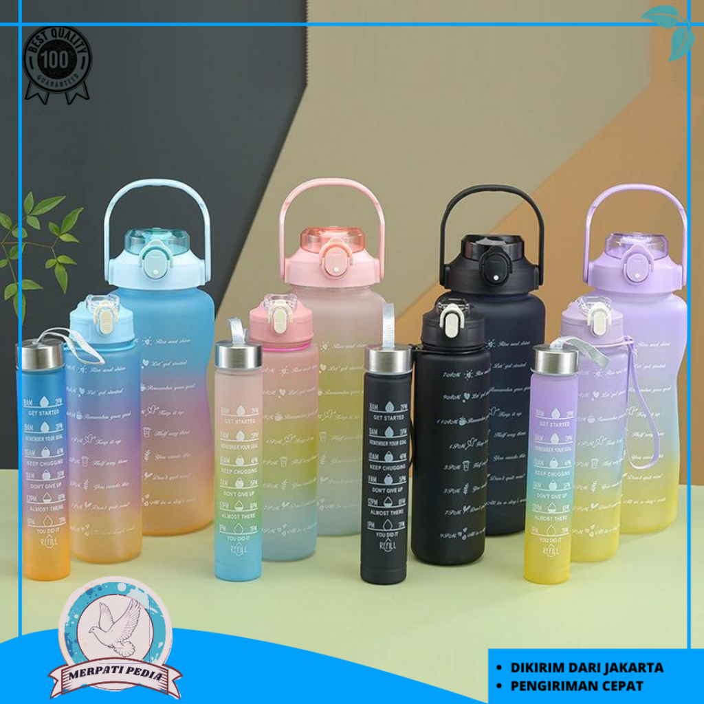 Jual MERPATI 1 Set Botol Minum Viral 2Liter=900ml=350ml FREE Sticker 2D ...
