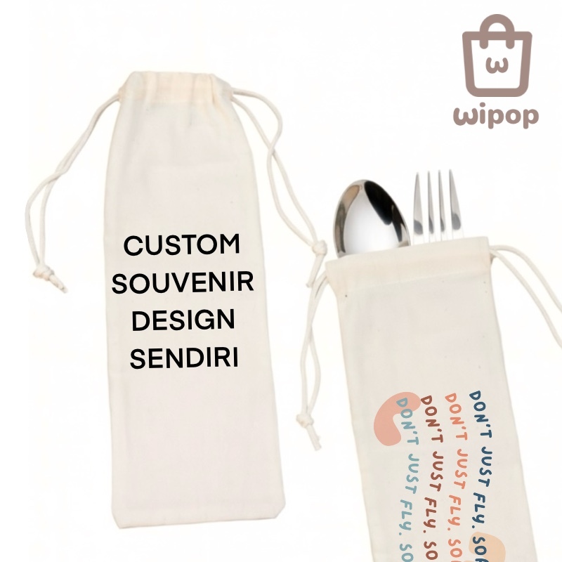Jual CUSTOM DESIGN SENDIRI CUTLERY POUCH / Souvenir Pouch Sendok Alat ...