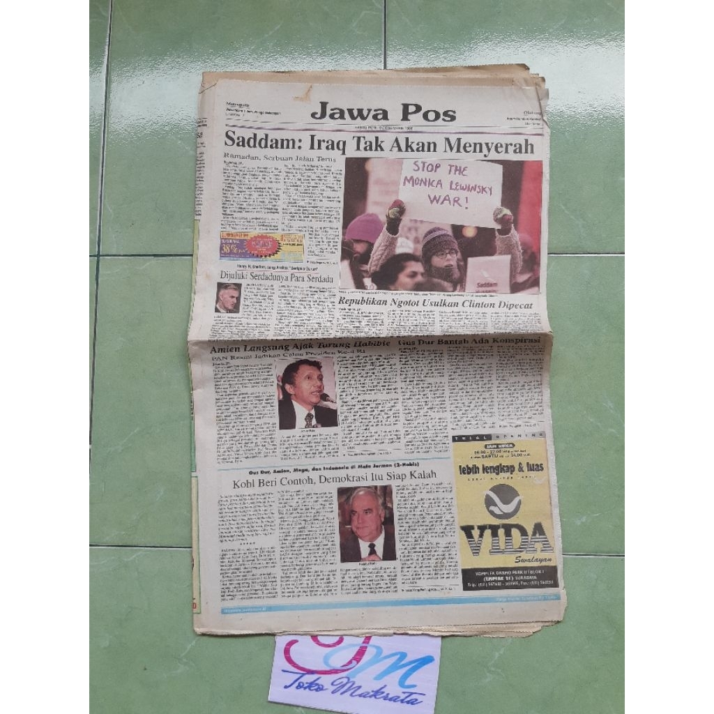 Jual koran JAWA POS tanggal 19 desember 1998 jadul lawas lama | Shopee ...