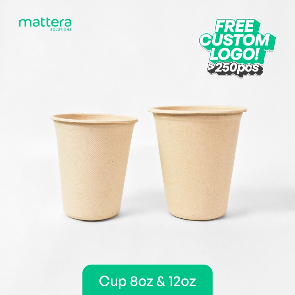 Jual [Mattera] Bagasse Coffee Cup 8/12 oz - Gelas Serat Tebu Sekali ...