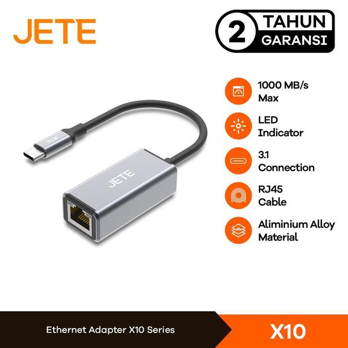 Jual JETE X10 | Adapter Ethernet Converter HUB USB Type C to RJ45 LAN ...