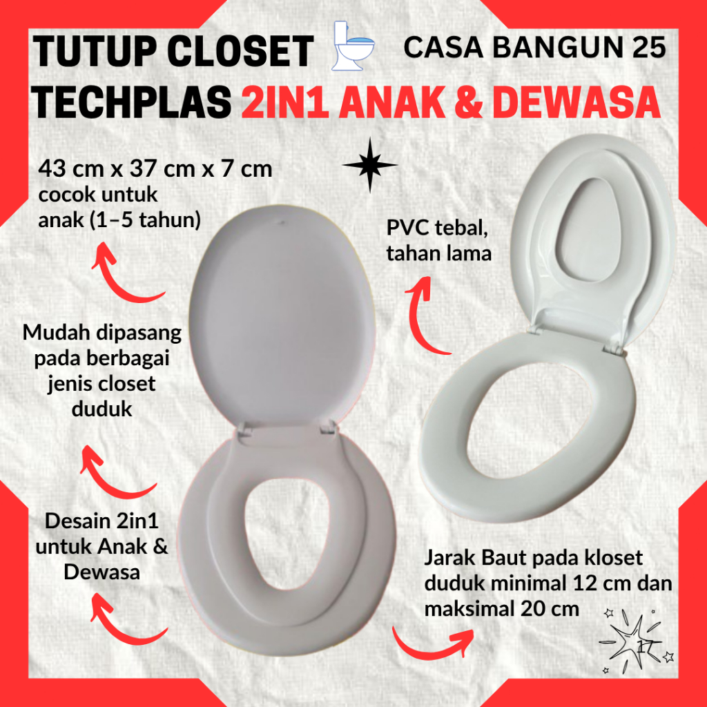 Jual Tutup closet duduk toto 2in1 Untuk Dewasa & anak pvc tebal praktis ...