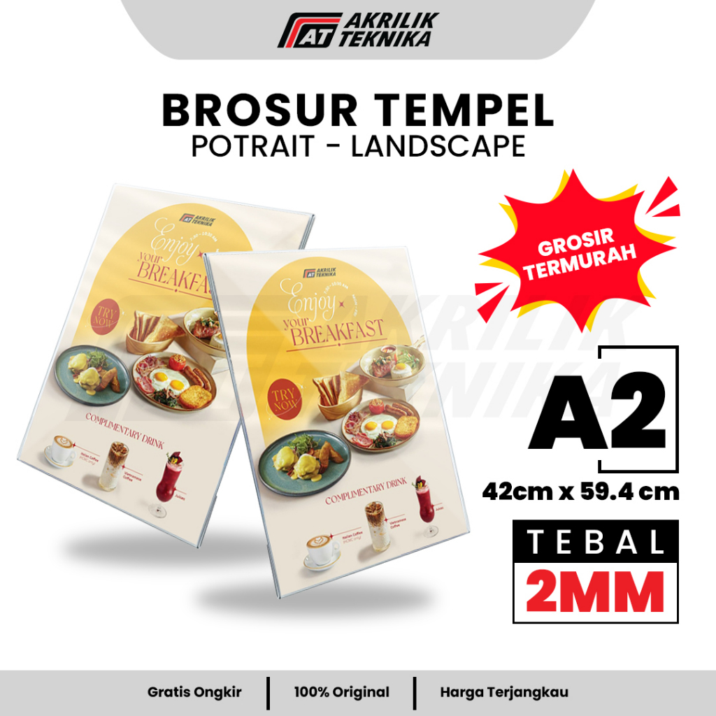 Jual Tempat Brosur Tempel Akrilik A2 Tebal 2mm | Sign Holder Menu ...