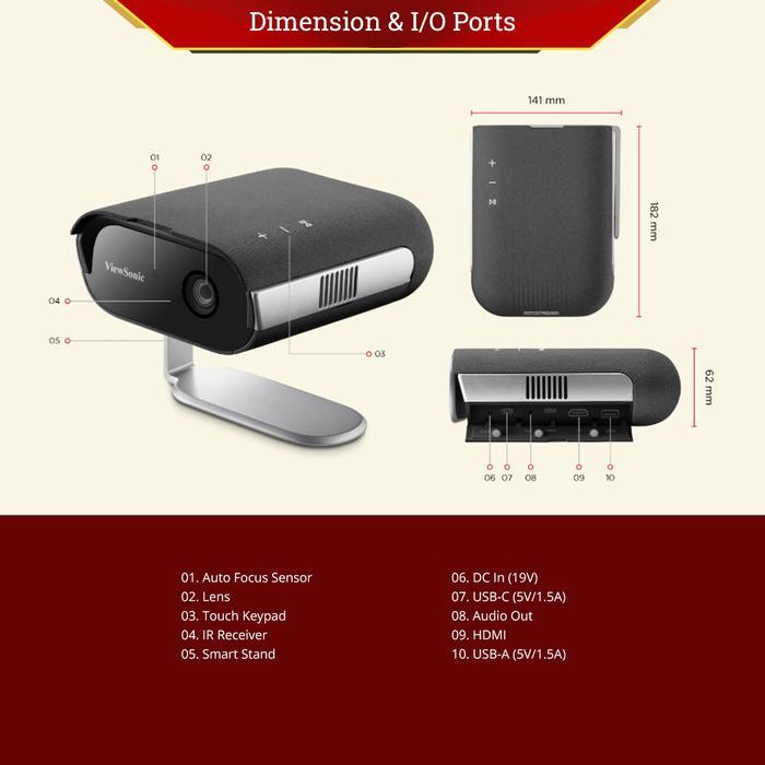 Jual ViewSonic M1 MAX Google TV Portable Projector with Harman Kardon ...