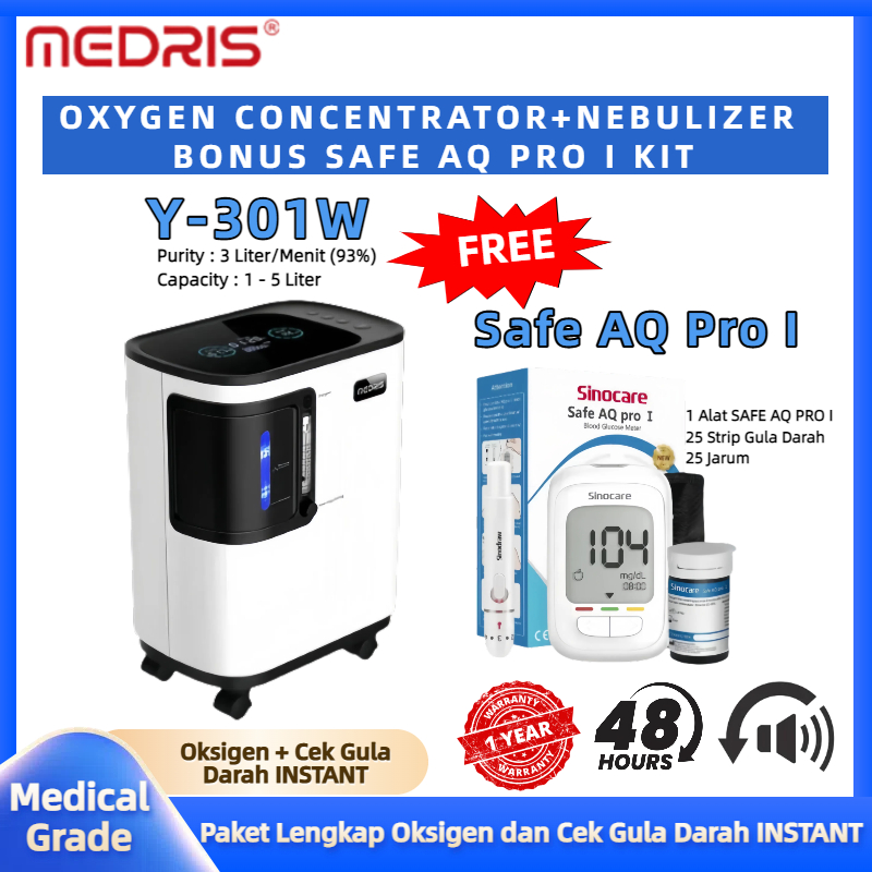 Jual Medris Oxygen Concentrator Y-301W 1Liter + Nebulizer Dan Paket ...