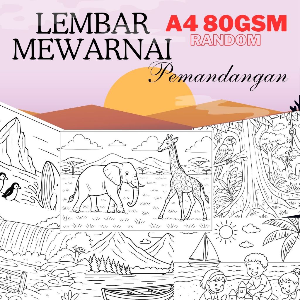 Jual LEMBAR MEWARNAI ANAK EDISI PEMANDANGAN RANDOM A4 80GSM MEWARNAI ...
