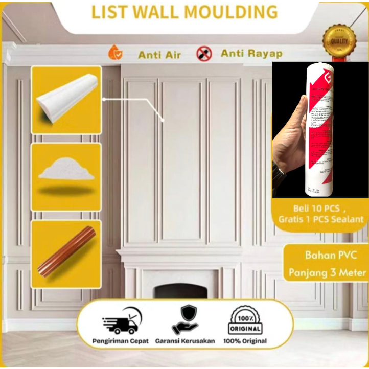 Jual List Plafon Wall Moulding PVC 3METER List Border Profil Wall ...