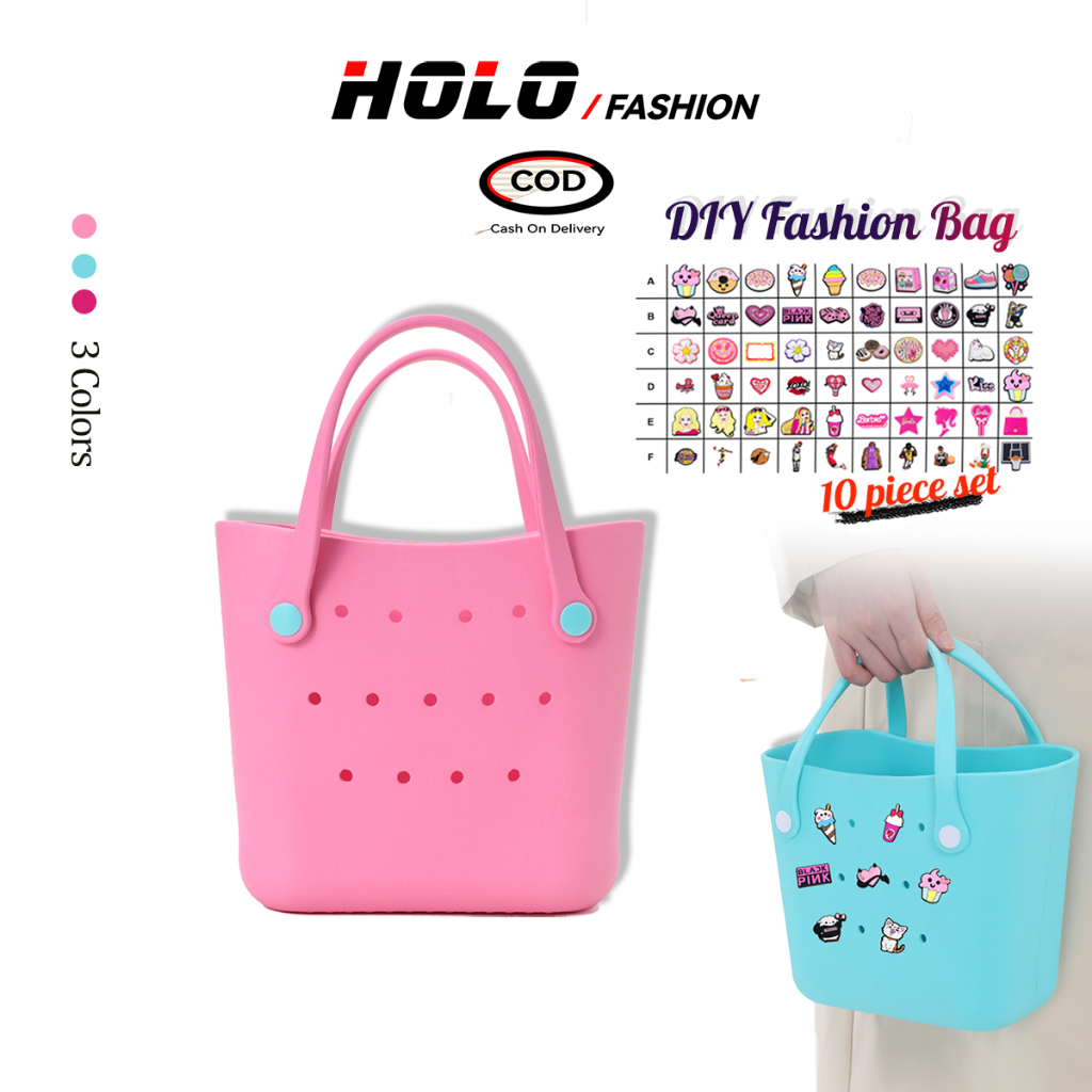 Jual HOLO Tas Tote Bag Tas Pantai Wanita Korea EVA DIY Tas Belanja Tas ...