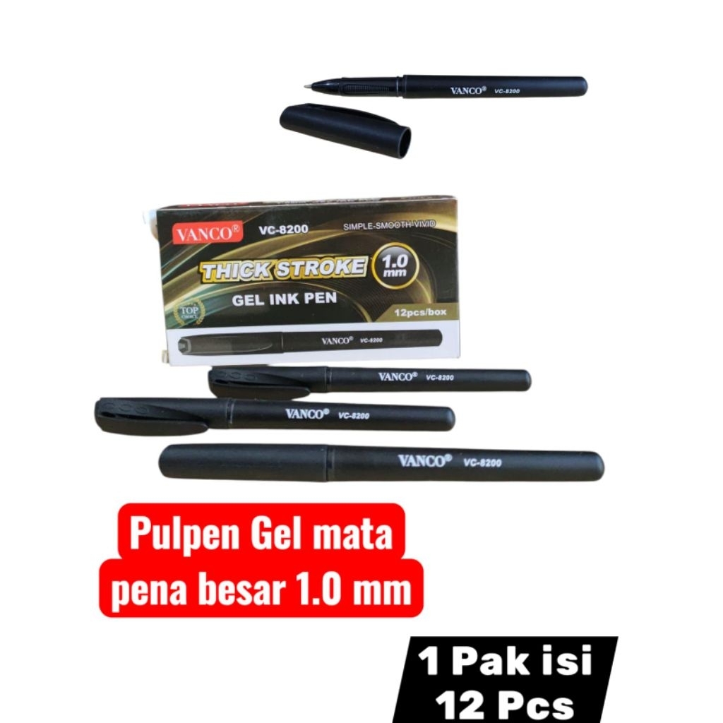 Jual (1Pak 12 Pcs) Pulpen Gel 1.0 mm / bolpoin tebal untuk tanda tangan ...