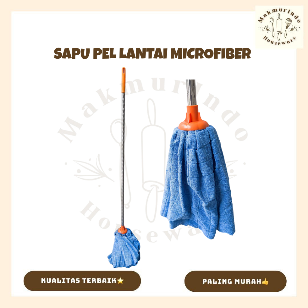 Jual Pel Lantai Microfiber Warna Biru Gagang Stainless Tebal | Shopee ...