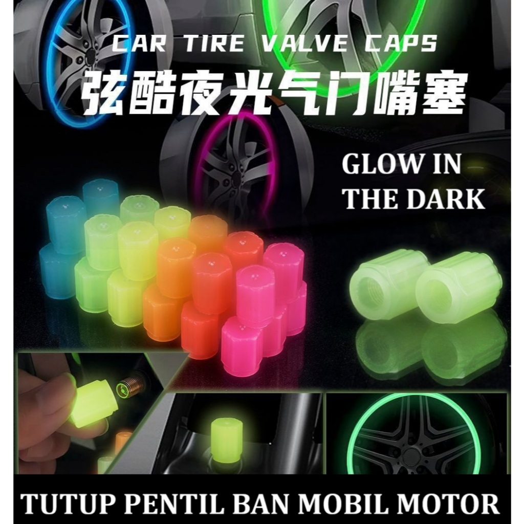 Jual Tutup pentil ban motor mobil glow in the dark menyala dalam gelap ...
