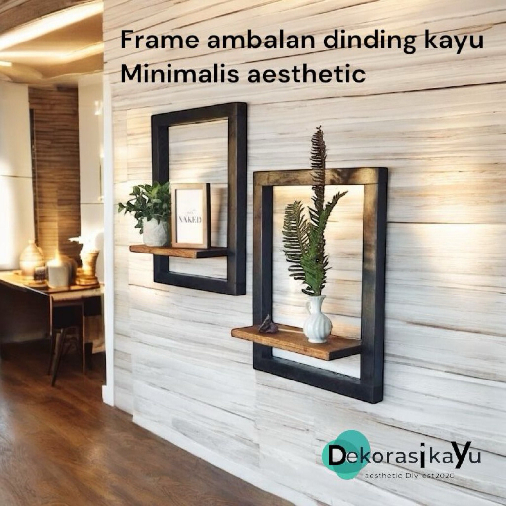 Jual rak dinding kayu ambalan tempel dinding melayang / rak tempel ...