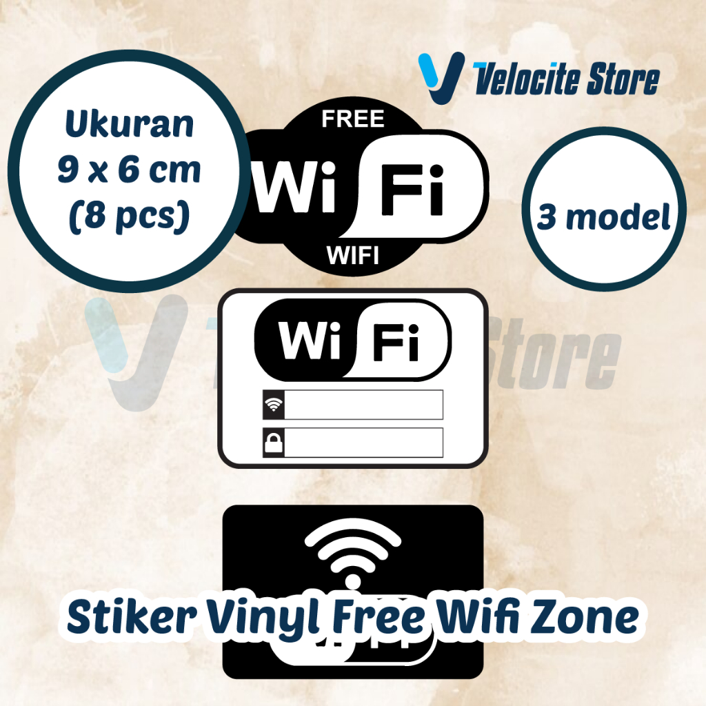 Jual Stiker Vinyl Free WiFi Zone 9x6 cm (8 pcs) | Shopee Indonesia