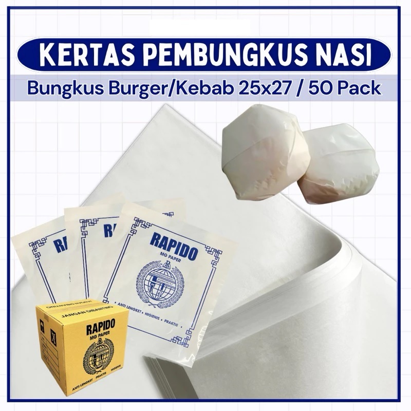Jual Kertas Nasi KFC 25 x 27cm Rapido 1 Dus = 50 Pack(100 lembar) 100% ...