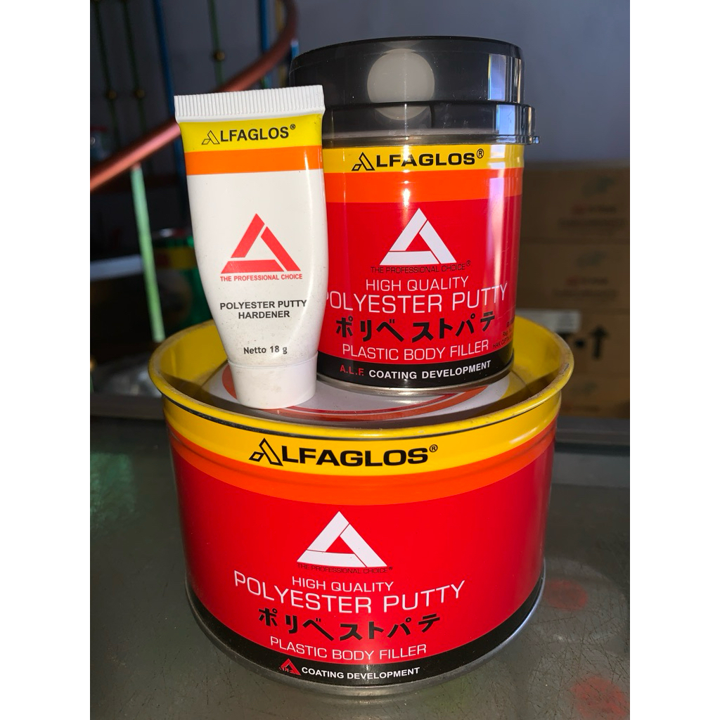 Jual DEMPUL PLASTIC ALFAGLOS HIGH QUALITY POLYESTER PUTTY 250gr & 1kg ...