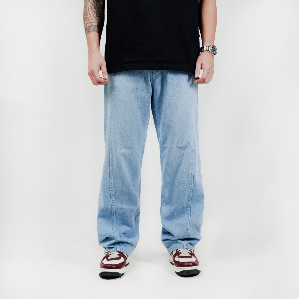 Jual IRISH KELLY Structure Jeans Long Baggy Pants Denim Light Blue ...