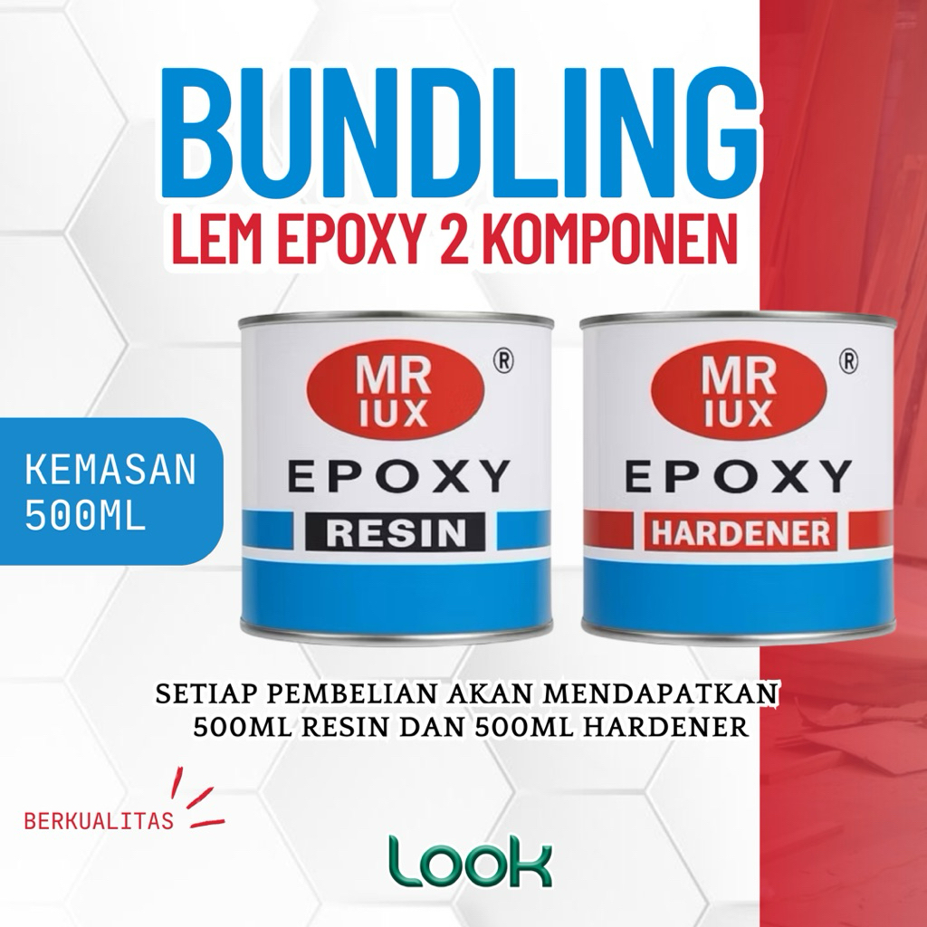 Jual Lem Epoxy Resin Hardener MR Lux Kemasan 500ML Resin + 500ML ...